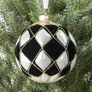 Ёлочная игрушка Checkered Ball Black White 10 cm | Home Concept